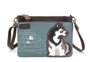 chala mini crossbody phone purse with 2 adjustable straps (husky dog)