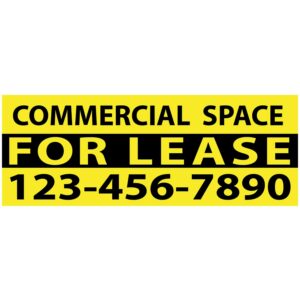 bannerbuzz commercial space for lease vinyl banner 11 oz with metal grommets & hemmed edges for decoration, business, outdoor, events, office (48" x 18")