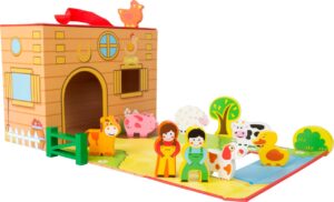 small foot wooden toys farm themed playworld in a carrying case designed for children 3+, multi (11111)