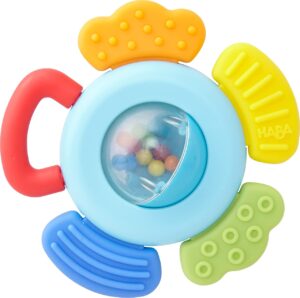 haba blossom plastic baby rattle & teething toy