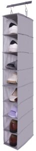 amborido 8 shelf hanging shoe organizer for closet non woven fabric gray