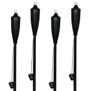 dusq | set of 4 black genie outdoor garden torches, use with regular or citronella torch fuel