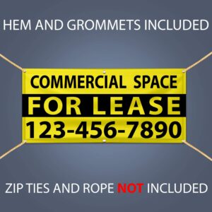 BannerBuzz Commercial Space for Lease Vinyl Banner 11 oz with Metal Grommets & Hemmed Edges for Decoration, Business, Outdoor, Events, Office (48" X 18")