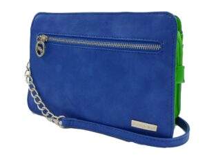 pouchee avi crossbody handbag/organizer purse (blue/green)