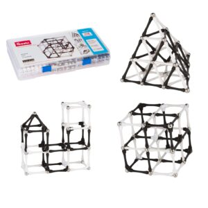 goobi 110 piece construction black and white set building toy active play sticks stem learning creativity imagination children’s 3d puzzle educational brain toys for kids with instruction booklet