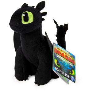 dreamworks dragons, toothless 8" premium plush dragon, for kids aged 4 & up