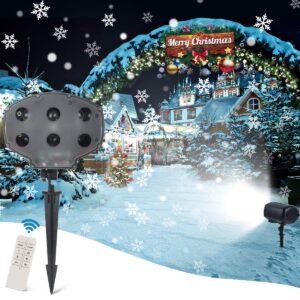 snowflake projector lights outdoor with remote control, christmas snowflake projector lights, ip65 waterproof snowfall landscape light christmas projector gift for holiday friend garden