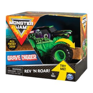 monster jam, official grave digger rev ‘n roar monster truck, 1:43 scale