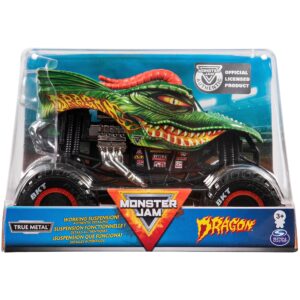 monster jam, official dragon monster truck, die-cast vehicle, 1:24 scale