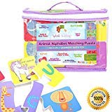 splash academy premium educational bathtime animal alphabet foam phonics puzzle set- safe non toxic learnng toy for baby toddlers kids girls boys - includes free mesh organizer bag