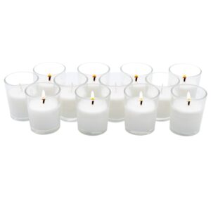 royal imports unscented clear glass votive candles, long 10 hour burn time, for home, spa, wedding, birthday, holiday, restaurant, party, birthday, 72 pack