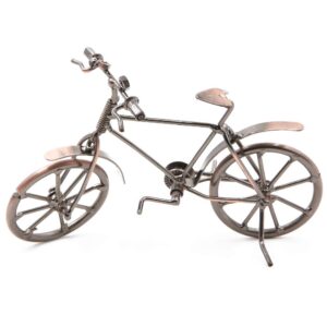 vintage metal bicycle ornaments desktop crafts ironwork bike figurines bike miniature home decoration for children toys gifts (grey)