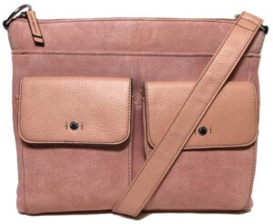 tignanello voyager convertible leather/suede cross body w/rfid protection, coral/coral