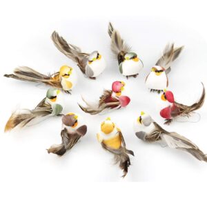 lwingflyer 12pcs artificial foam feather birds mini decorative love bird ornaments for wreaths craft christmas tree decoration flower arrangements 10cm/4inch claw