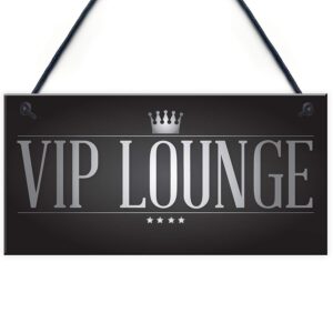 meijiafei vip lounge vintage man cave pub home bar garden hanging sign plaque bbq beer party dad gift 10" x 5"