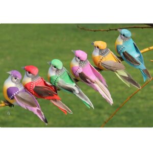 lwingflyer 12pcs artificial simulation foam feather birds for crafts decoration small bird figurines bird models home decor tree ornaments