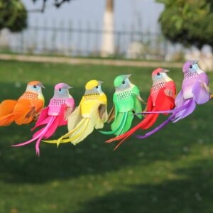 lwingflyer 12pcs artificial foam feather birds with claw fake birds ornaments for craft festival christmas decoration wedding decor 15cm/5.9inch (12pcs claw)