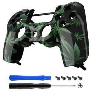 extremerate green weeds patterned custom faceplate cover, replacement front housing shell case compatible with ps4 slim pro controller jdm-040/050/055 - controller not included