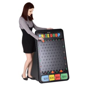 winspin 41"x25" prize drop board foldable stand disk drop board game with 12 playing pucks for carnival tradeshow party, (with multi-colored led light)