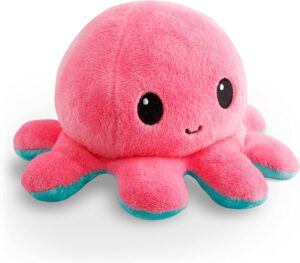 teeturtle - the original reversible octopus plushie - pink + aqua - cute sensory fidget stuffed animals that show your mood, 4 inch