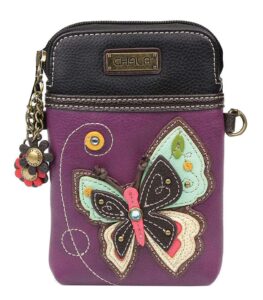 chala purple butterfly cellphone crossbody handbag - convertible strap