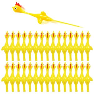 namii w slingshot chicken rubber chicken flick chicken flying chicken flingers stress gag toys, rubber chicken slingshot funny christmas stuffers easter chicks novelty gifts for kids (yellow 30 pcs)