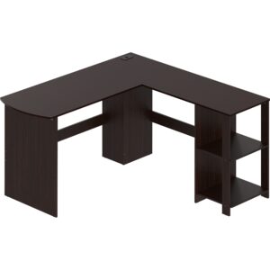 shw l-shaped home office wood corner desk, espresso