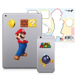 super mario, 6 pack, mario tech decals, waterproof stickers for phone, laptop, water bottle, skateboard, vinyl stickers for boys and girls