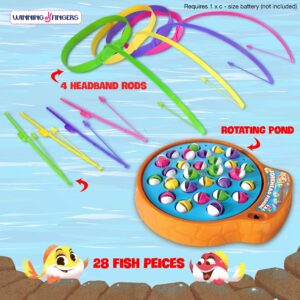 Winning Fingers Fishing Game | Includes 28 Fish, 4 Rods, 4 Forehead Rods, Rotating Board | Great Preschool Fishing Toy Board Game Learning Fine Motor Skills for Kids and Toddlers Ages 3 Plus