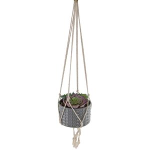 flora bunda mid century artificial plants 4.5" artificial succulent garden macrame grey hanging ceramic planter