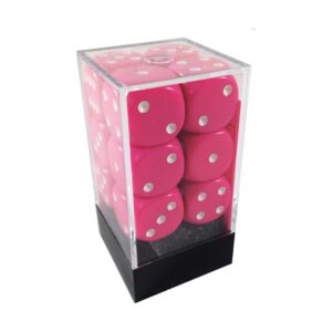 chessex dnd dice set d&d dice-16mm opaque pink and white plastic polyhedral dice set-dungeons and dragons dice includes 12 dice – d6, various (chx25644)