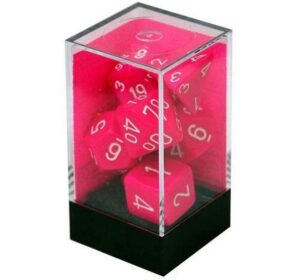 chessex opaque poly pink/white 7 die set, large (18mm - 25mm)