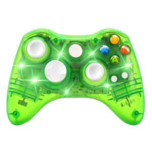 wireless game controller compatible with xbox 360 console slim and pc windows 7/8/10 blue (green)