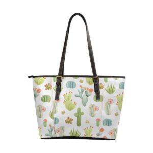 interestprint women handbags shoulder bags tote pu leather handbags cactus lover