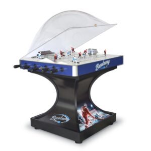 hathaway breakaway 41-in dome hockey table for family room - with ez-grip handles, easy-open dome top, led scoring unit, durable chrome-plated metal accents & stable leg levelers - blue/black finish