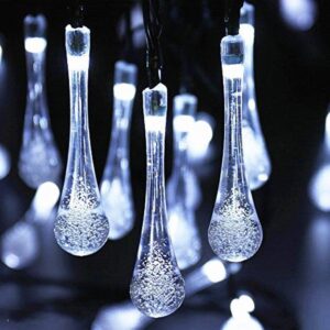 solar string lights, 22.9ft 50 advanced waterproof water drop mode led solar fairy lights, outdoor saint valentine's day lights for patio, lawn, home, garden, wedding, party decorations