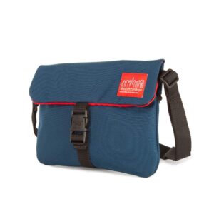 manhattan portage jones shoulder bag water resistant men, women, thin, flap, buckle closure, shoulder strap, adjustable, 1000d (nvy)