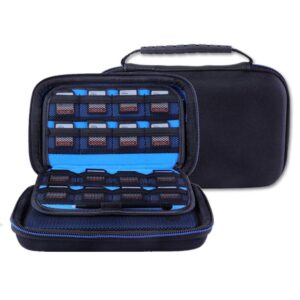 youngfit soyan carrying case for nintendo 2ds xl and new 3ds xl, 16 game card holders, with carry handle (blue)