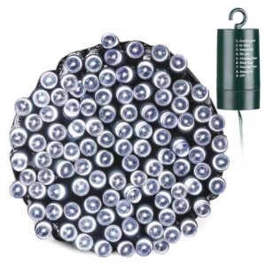 joomer battery christmas lights, 66ft 200led fairy lights battery operated timer 8 modes waterproof for outdoor home garden party holiday christmas trees decoration (white)