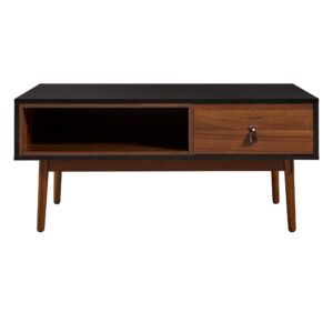 versanora reno coffee table with storage space-black/walnut, 39.62" x 21.62" x 17.75"