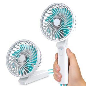 versiontech. handheld fan, small portable personal mini desk table folding fan with usb rechargeable battery operated electric fan for office outdoor sport household traveling camping (white)