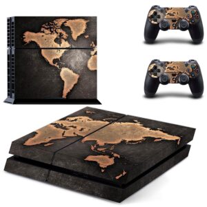 fottcz whole body vinyl skin sticker decal cover for ps4 console and 2pcs controllers skins vintage world map