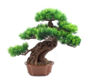 japanese bonsai pine tree artificial faux potted plants house plants for bathroom home kitchen office bookshelf garden feng shui decor indoors outdoors aquarium ornament (ls02548)