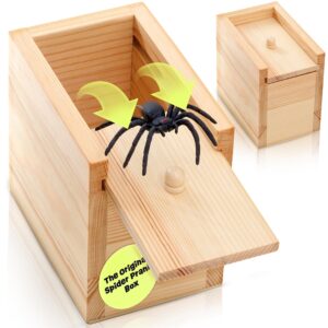 funfamz the original spider prank box- funny wooden box toy spider prank, hilarious christmas, april fool, or birthday surprise toy and gag gift practical joke bromas kit