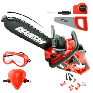 toy choi's toy chainsaw - chainsaw toy for kids power tool set with realistic sound, pretend play kids chainsaw tool set for outdoor gardening play - kids toy for boys girls ages 3 4 5 6 7 8 years old