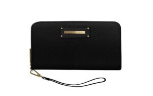 ideal of sweden chelsea wristlet wallet with cellphone pocket clutch (vegan leather) (saffiano black)