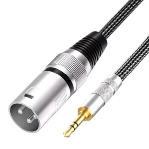 tisino 3.5mm to xlr cable unbalanced mini jack 1/8 inch to xlr male adapter microphone cord - 10ft/3m