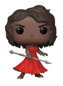 pop! marvel: black panther - okoye with red dress and removable wig, fall convention exclusive