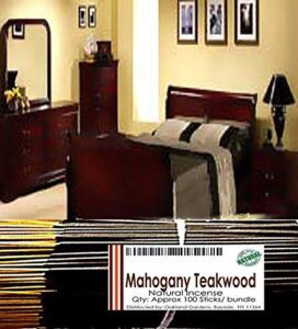 (m) mahogany teakwood incense - fine wood fragrance of mahogany, cedar wood and oak, lavender and geranium - natural premium incense by oakland gardens (mahogany teakwood (100 sticks))