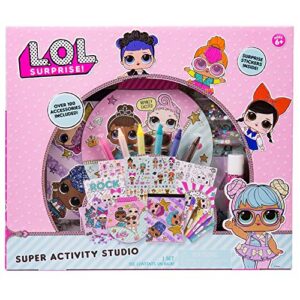 l.o.l. surprise super activity set studio by horizon group usa, sketch & create with stickers & gemstones, multicolor